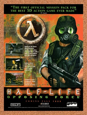 1998 Half-Life Opposing Force PC Original Advertisement / Retro Wall ...
