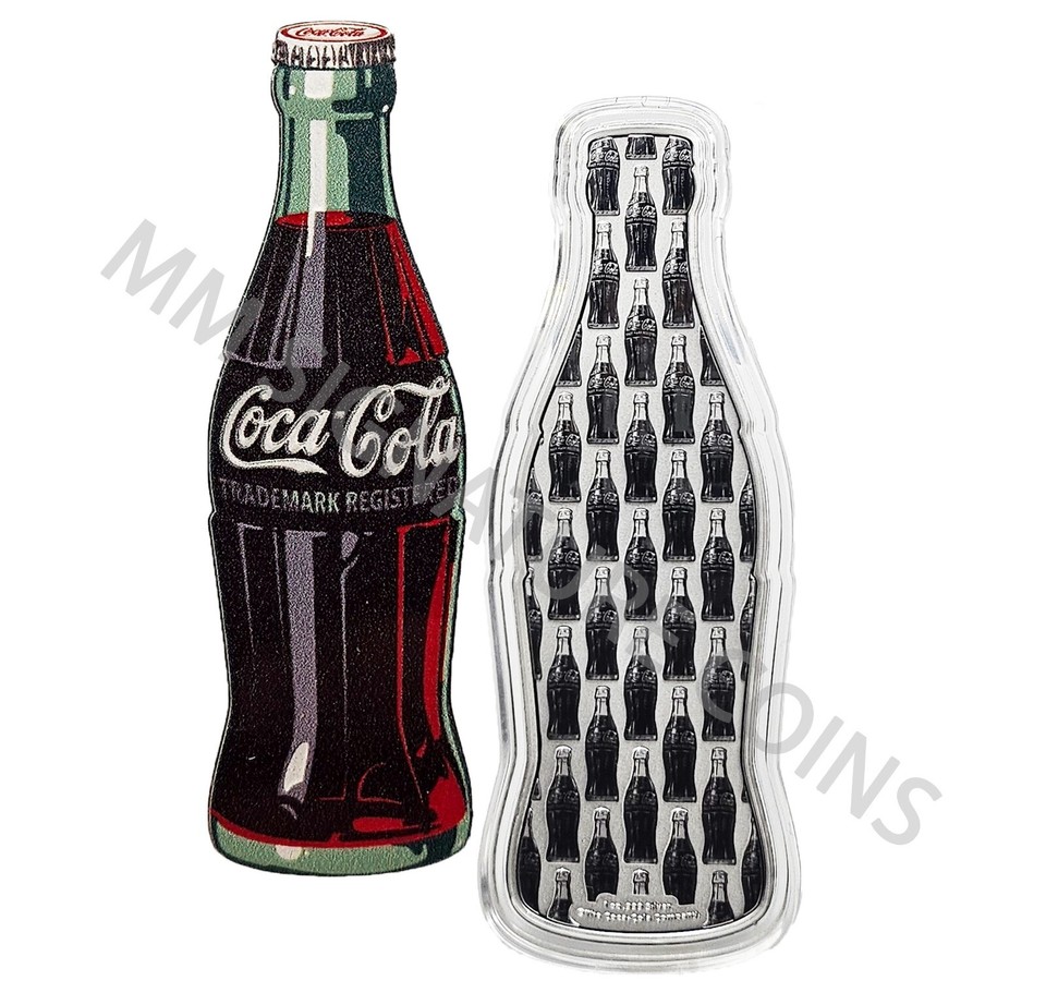 2024 1 oz .999 Silver Coca Cola Bottle Colorized w Coke Vending Machine ...