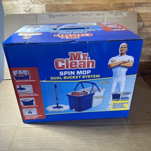 Mr. Clean Spin Mop Dual Bucket System Separates Clean & Dirty Water | eBay