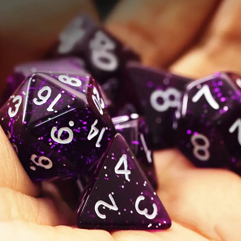 7 pc. Starry Sky Purple magic Dungeons and Dragons Dice Set DND ...