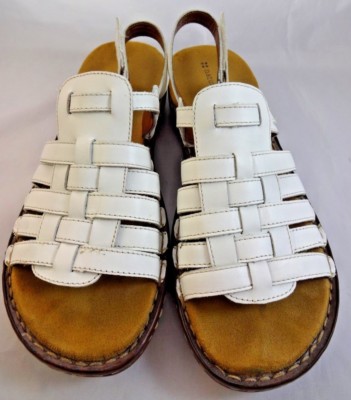 Naturalizer Pompano Womens Sz 11W White Leather Sandals Casual Comfort ...