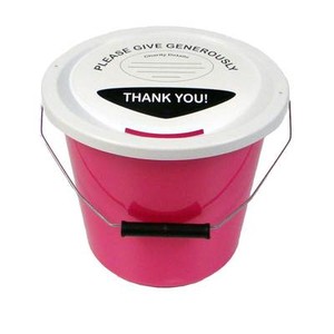 6 Charity Fundraising Money Collection Buckets with Lids, Labels and ...