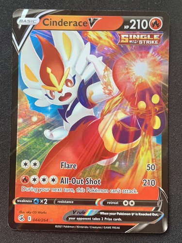 Cinderace V 044/264 Fusion Strike Ultra Rare Holo Pokemon TCG Card NM ...