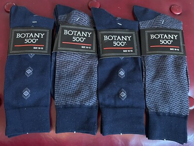 New Lot of 4 Mens Dress Socks New Casual Dress Botany 500 Socks Black ...