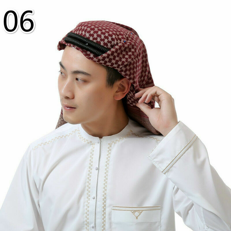 Men Islam Muslim Hijab Turban Arab Headwrap Scarf Shawls Caps Headscarf ...