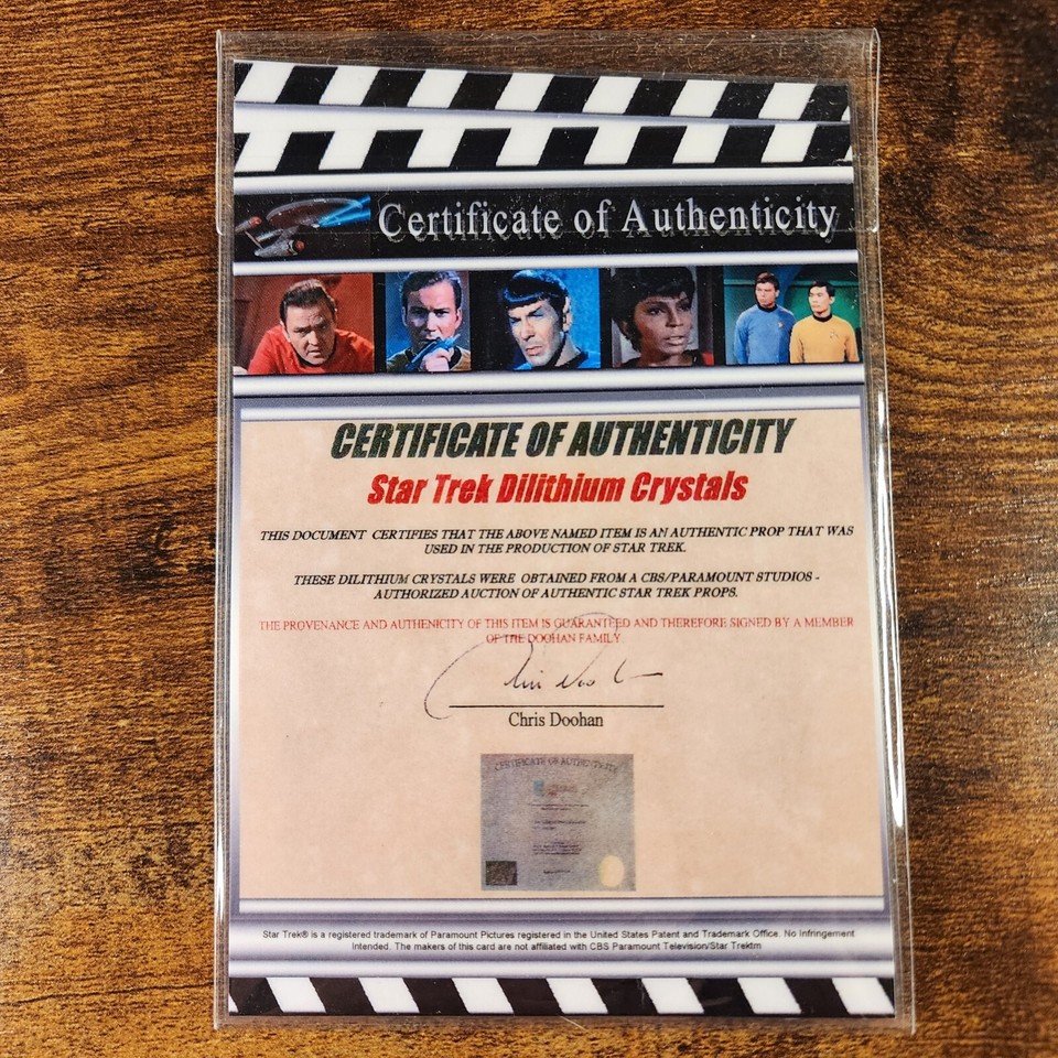 4x6 star trek authentic dilithium crystals prop from James Scotty ...
