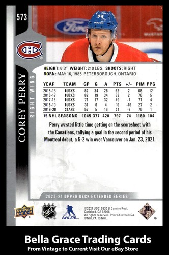 2020-21 Upper Deck Corey Perry #573 Montreal Canadiens NHL Hockey | eBay