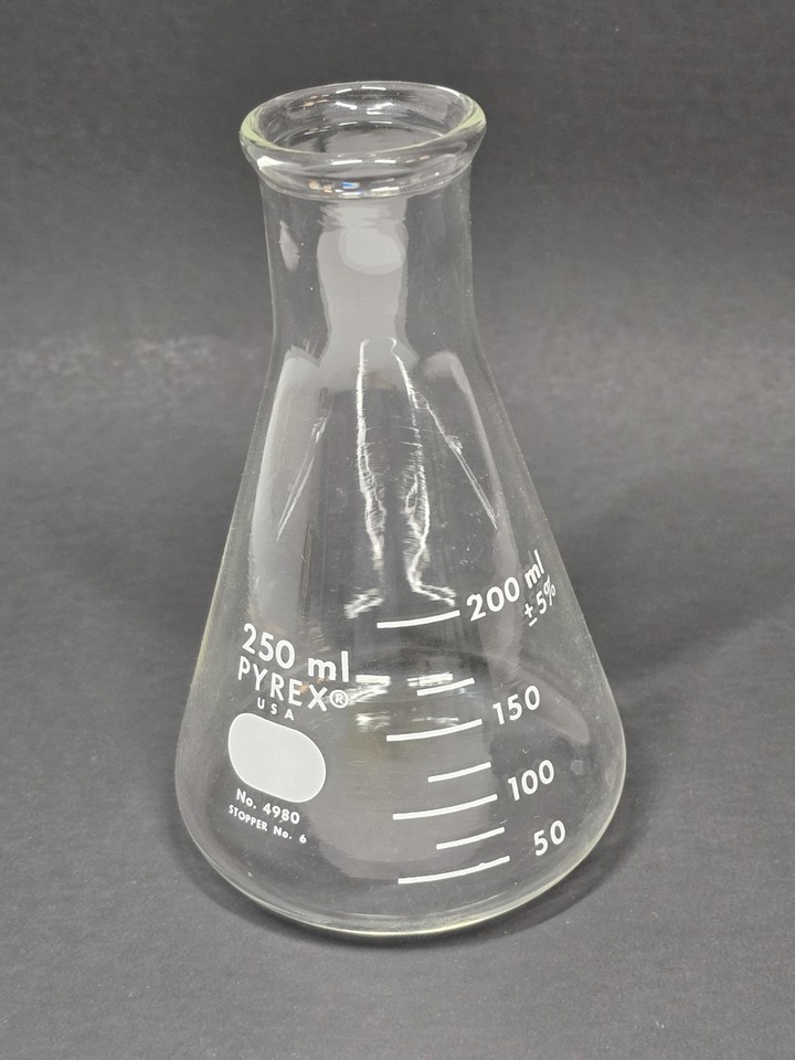 Pyrex Glass 250ml No. 4980 Stopper No 6 Lab Beaker Flask Made in USA | eBay
