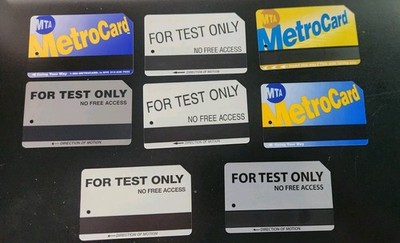 Test Metrocard HUGE LOT of 8.- Grey/blue/white/blank. Extremely rare ...