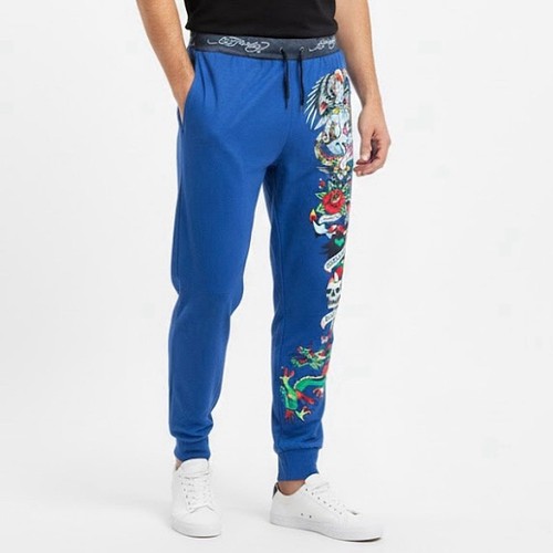 Y2K Ed Hardy Men’s Lounge Pants Joggers Sz L Tattoo Skull Snake Love ...