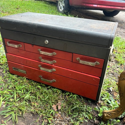 Vintage Montgomery Ward 6-Drawer Tool Chest Box Mechanics Toolbox Red ...