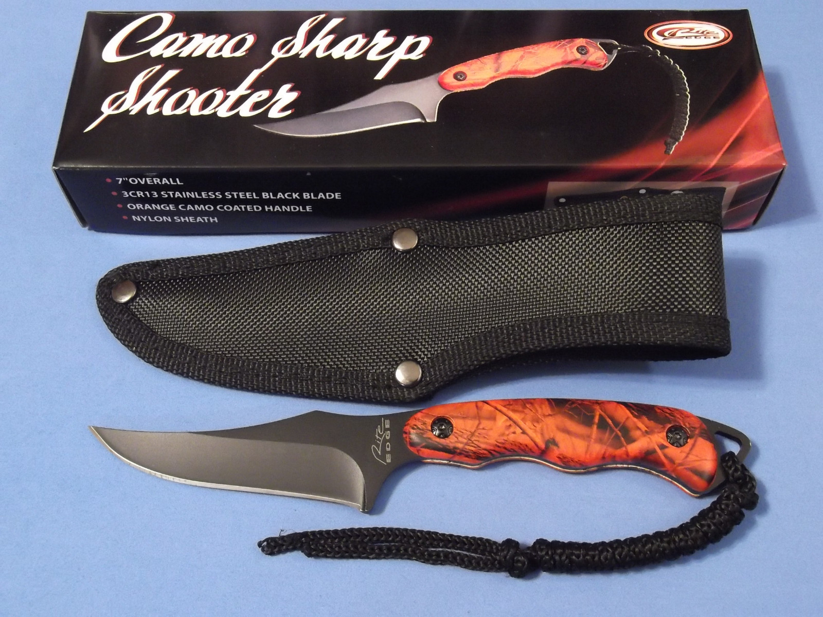 Rite EDGE 211190 Orange Camo Sharp Shooter full tang fixed knife 7 ...