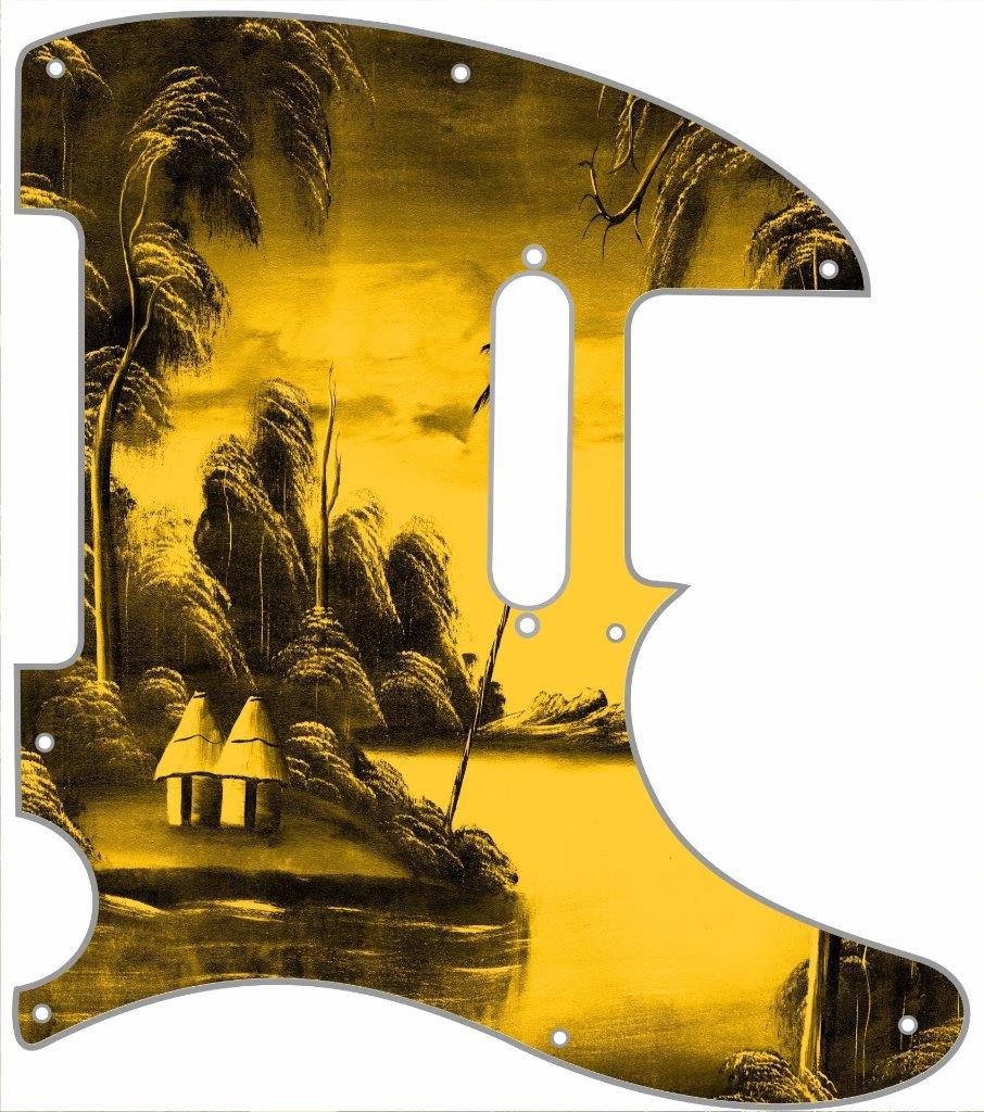 Telecaster Graphic Pickguard Custom Fender Tele 8 Hole Guitar Tikki Hut ...