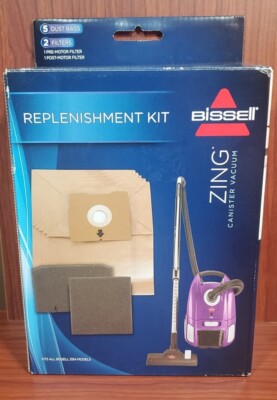 (4) Bissell Zing Cannister Vacuum Bags and (2) Filters Kit 2154 Models ...