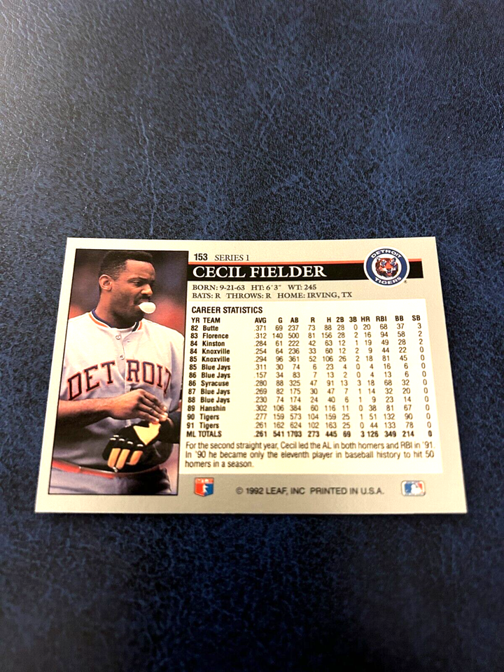 1992 Leaf Baseball Cecil Fielder #153 Set Break NM-MT | eBay