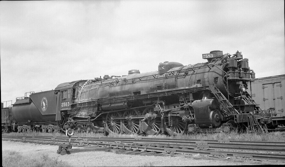 Great Northern GN Railroad 2583 4-8-4 Grand Forks ND 8-1955 Negative ...