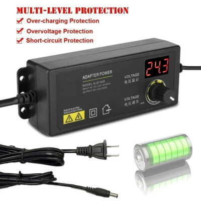 Adjustable AC/DC Power Supply Adapter Charger Variable Voltage 3V-24V ...