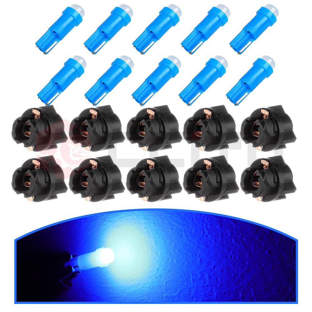10X 70 74 T5 Twist Sockets Instrument Panel Cluster LED Dash Light Bulb ...