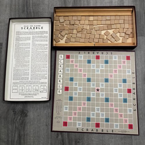 1948-1953 Vintage SCRABBLE Board Game Selchow & Righter Complete 100 ...
