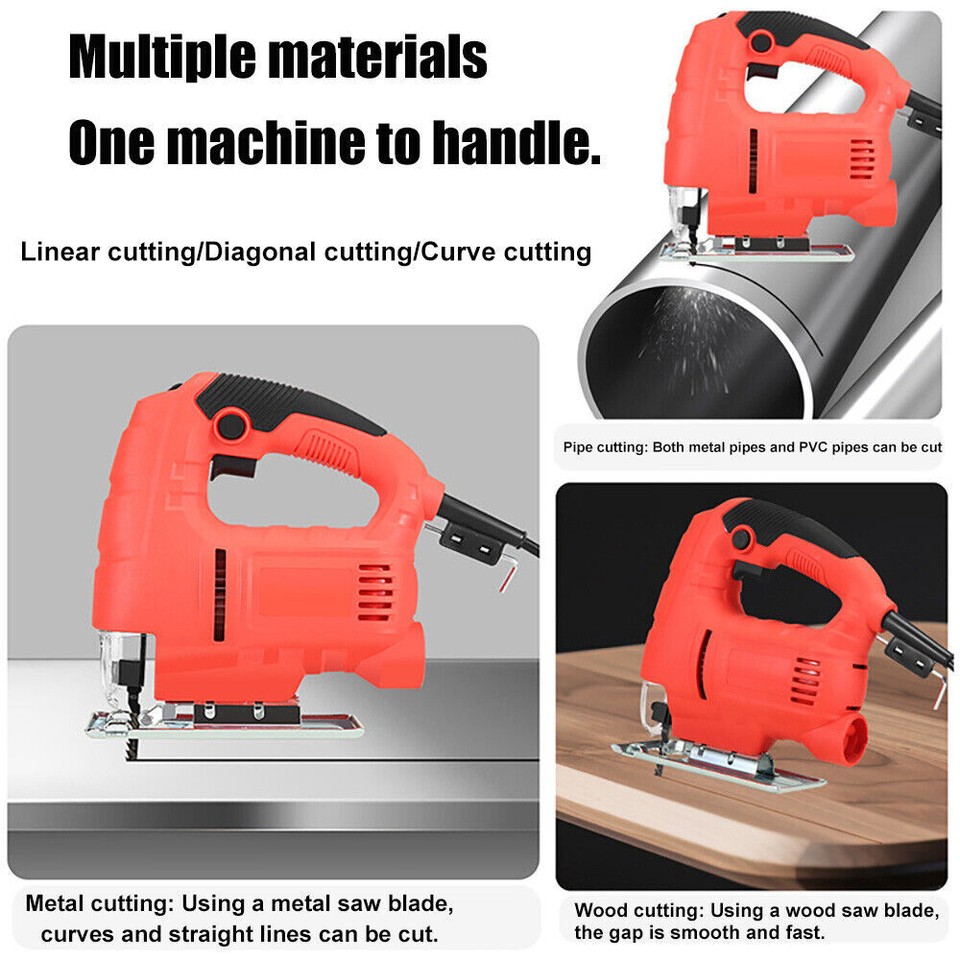 110V Electric Corded Jigsaw Kit Variable Speed Quick Jig Saw Power Saw ...
