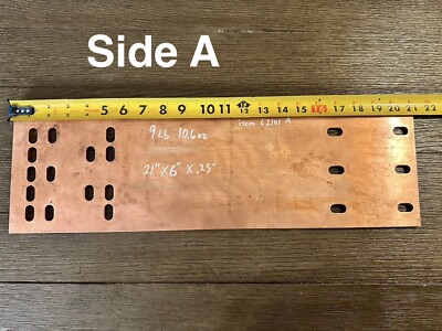1/4” Copper Neutral Grounding Plate, 21” X 9” Bus Bar (20) Oval Cutout ...
