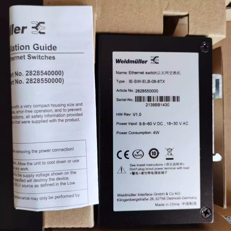 1pcs Weidmüller IE-SW-ELB-08-8TX Industrial Ethernet Switch 2828550000 ...