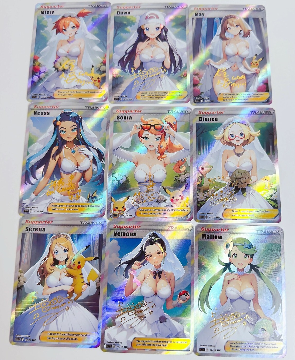 9PCS - Dawn Misty May Nessa Sonia Nemona Sexy Trainer Waifu Card Goddess Story | eBay