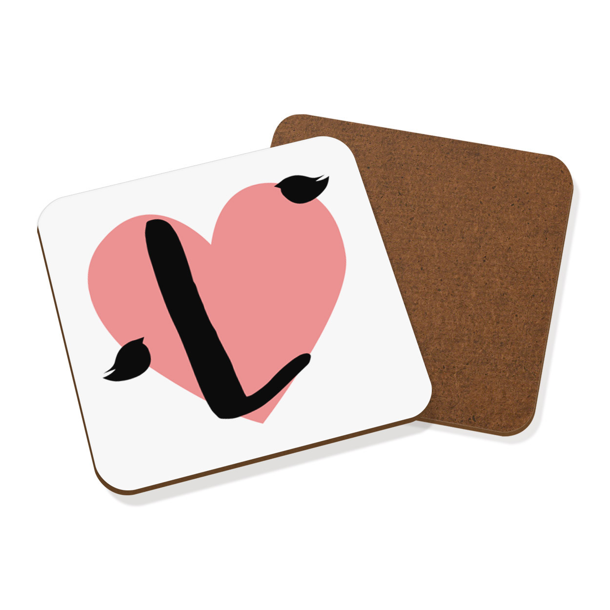 Letter L Heart Alphabet Coaster Drinks Mat - Valentines Day Love ...