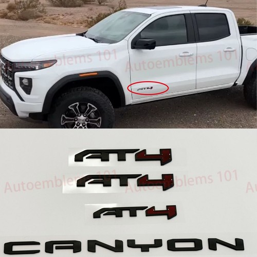 2023-2024 GMC Canyon AT4 Emblems in Matte Black Red PT 86557055 | eBay