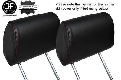 RED STITCH 2X FRONT HEADREST LEATHER SKIN COVERS FITS BMW 3 SERIES E30 ...