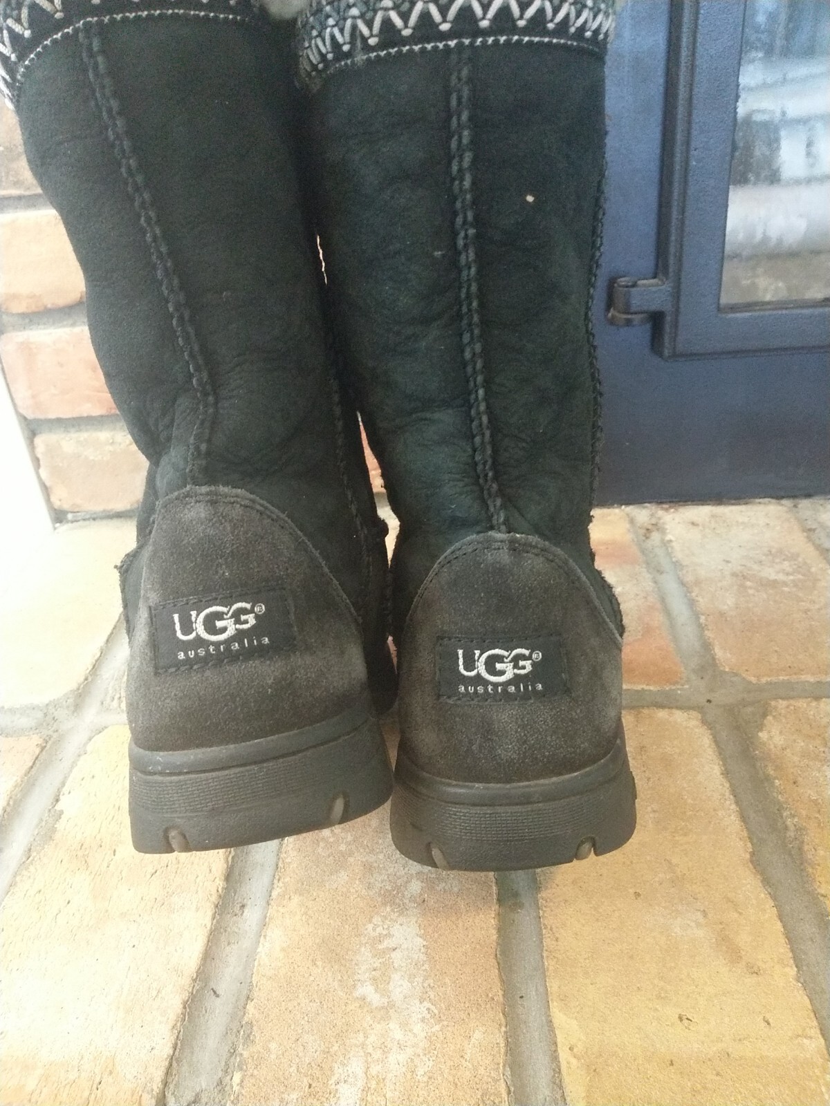 UGG Womens Ultimate Cuff Boots Black Tall Shearling S… - Gem