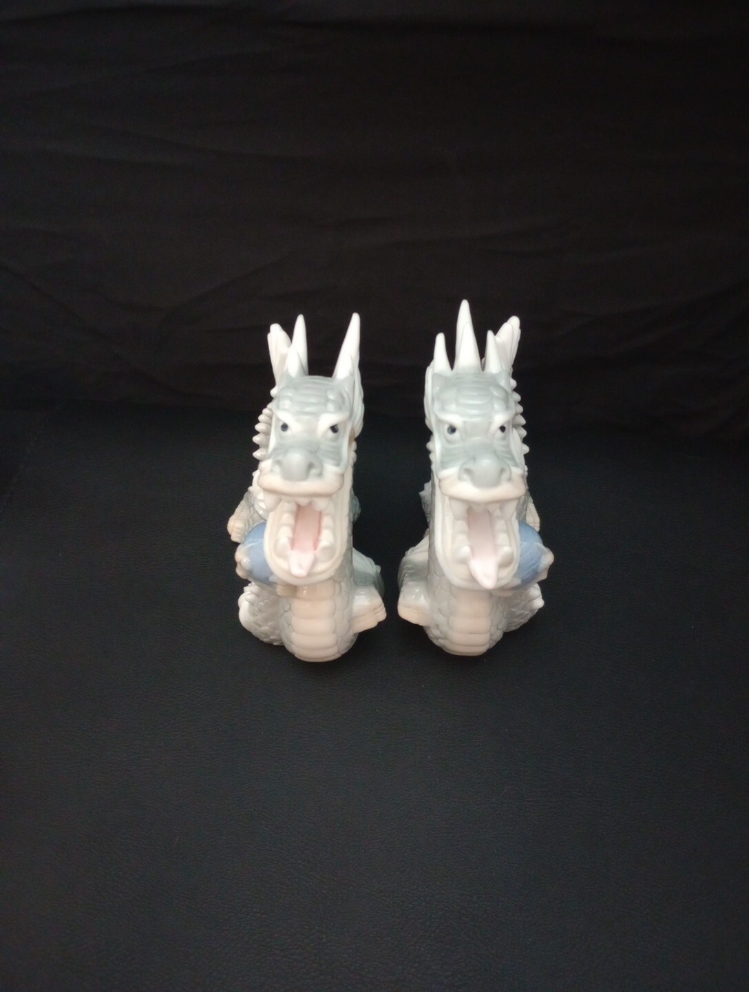 Pair of Yashimi K Porcelain Light Blue Dragon & 7 Lucky Gods Figurines ...