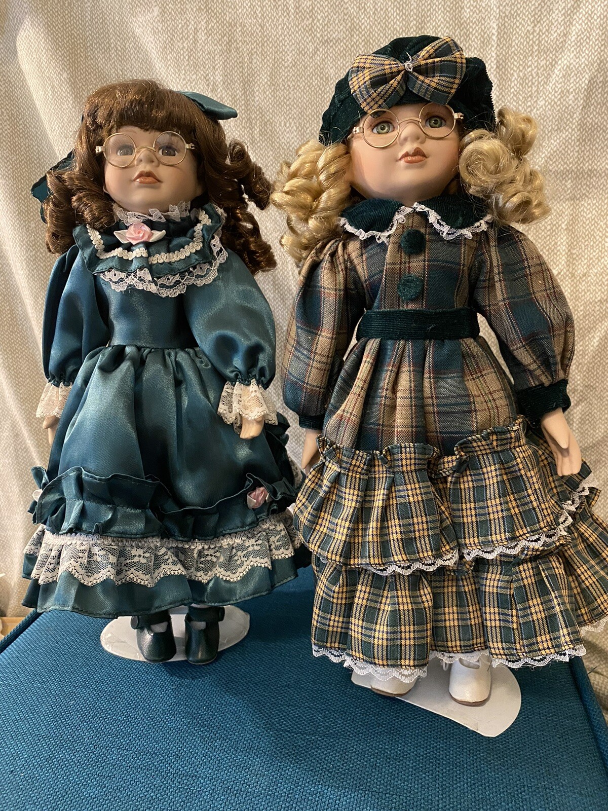 Lot Of 2- Vintage Porcelain Girl Dolls wearing glasses, Victorian ...