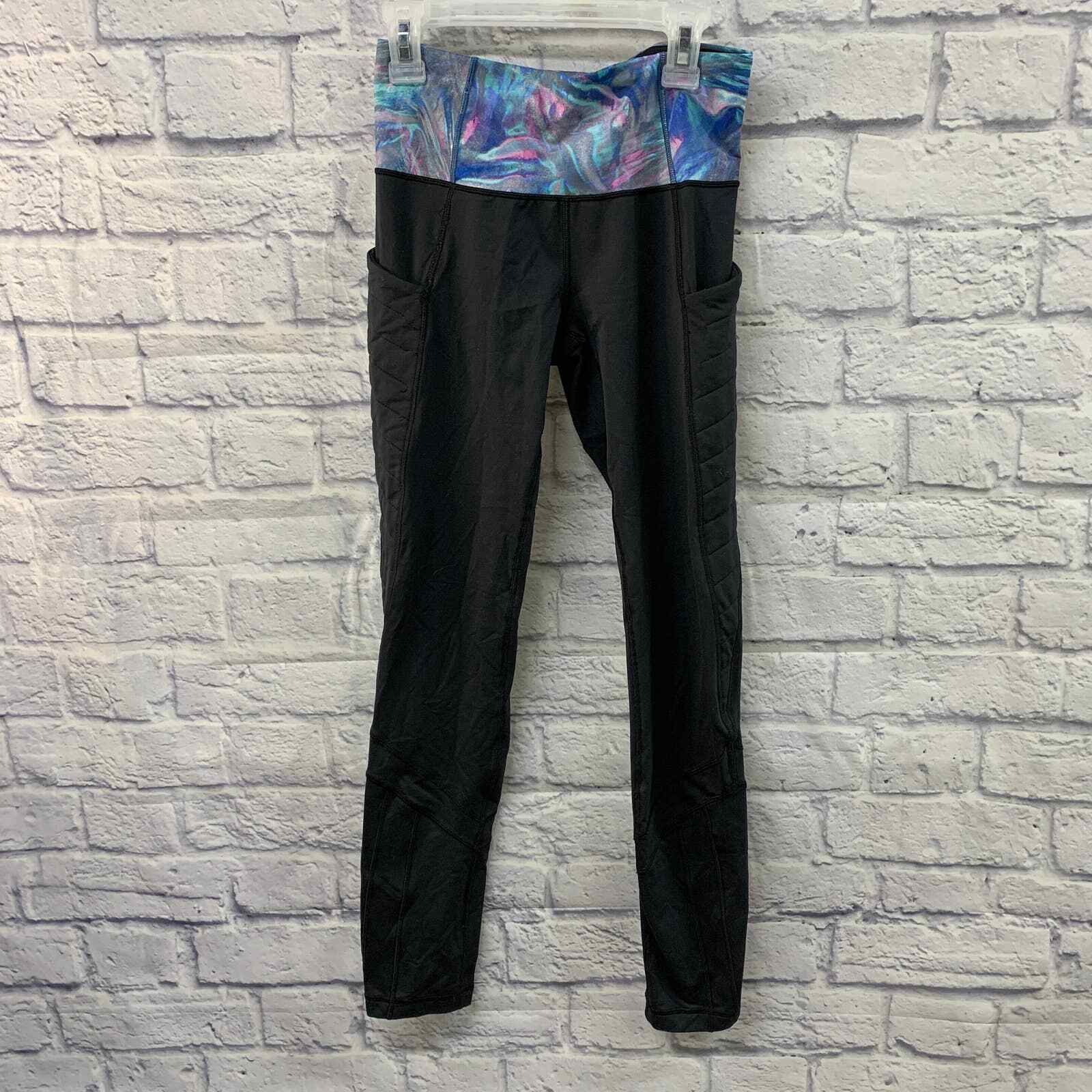 Ivivva Black Leggings With Marbled Band Size 12 | eBay