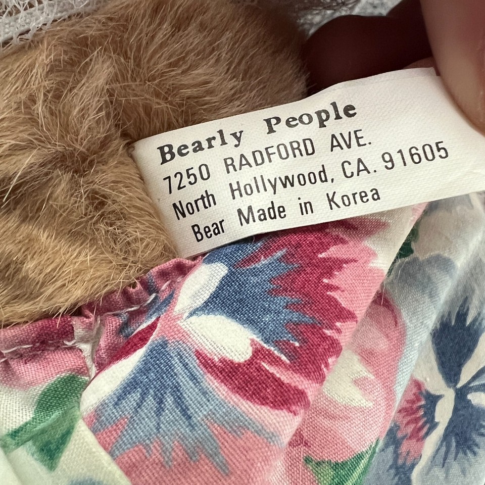 Vintage 1993 BEARLY PEOPLE Jointed Teddy Bear Plush in Pink Floral ...