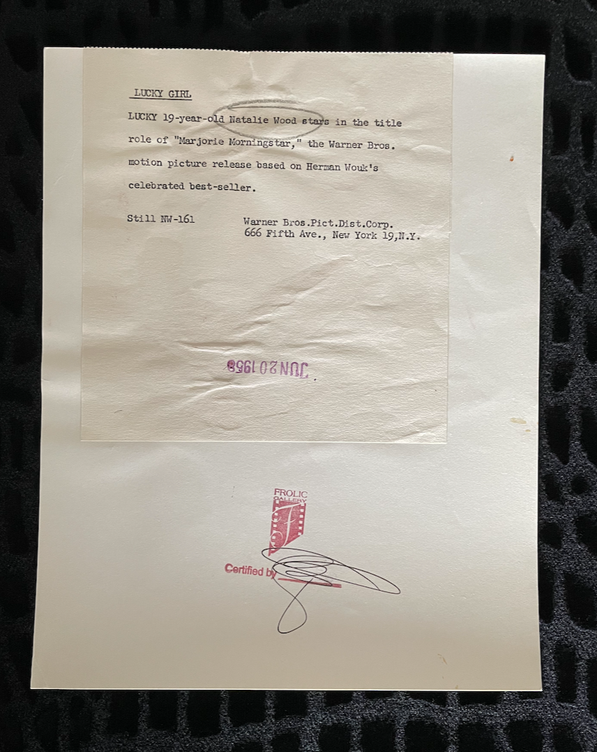 NATALIE WOOD Autograph & 1958 Original Warners Bros. vintage Photo ACA ...