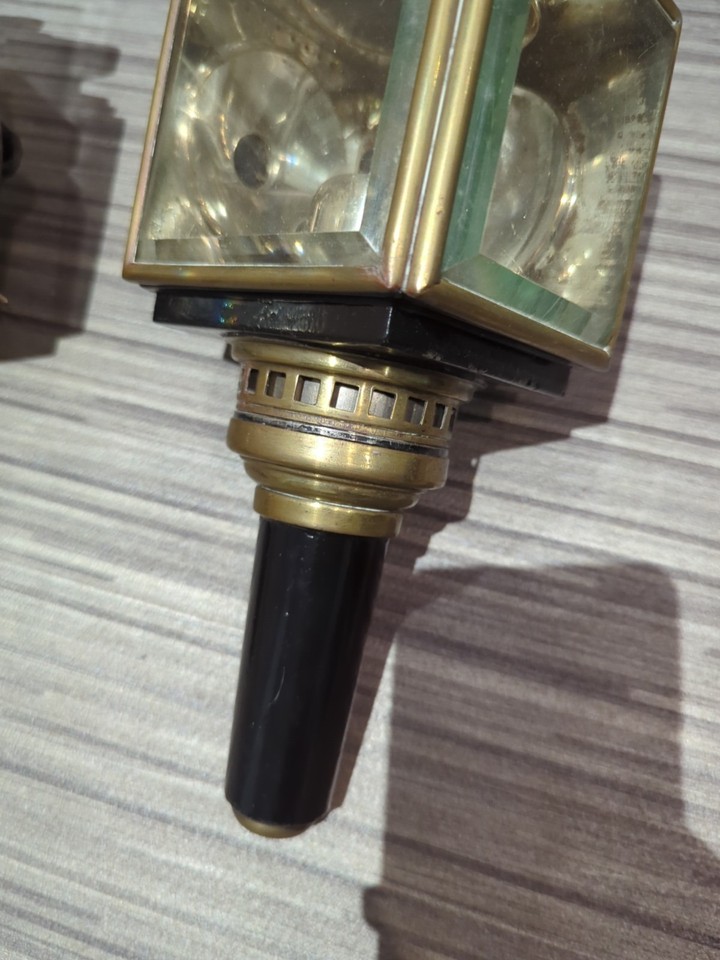 2 X Neverout Kerosene Brass Carriage Lamps Coach Lamps Victorian Safety ...