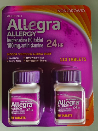 Allegra Allergy 24hr Fexofenadine HCI 180mg antihistamine 110 pills Exp ...