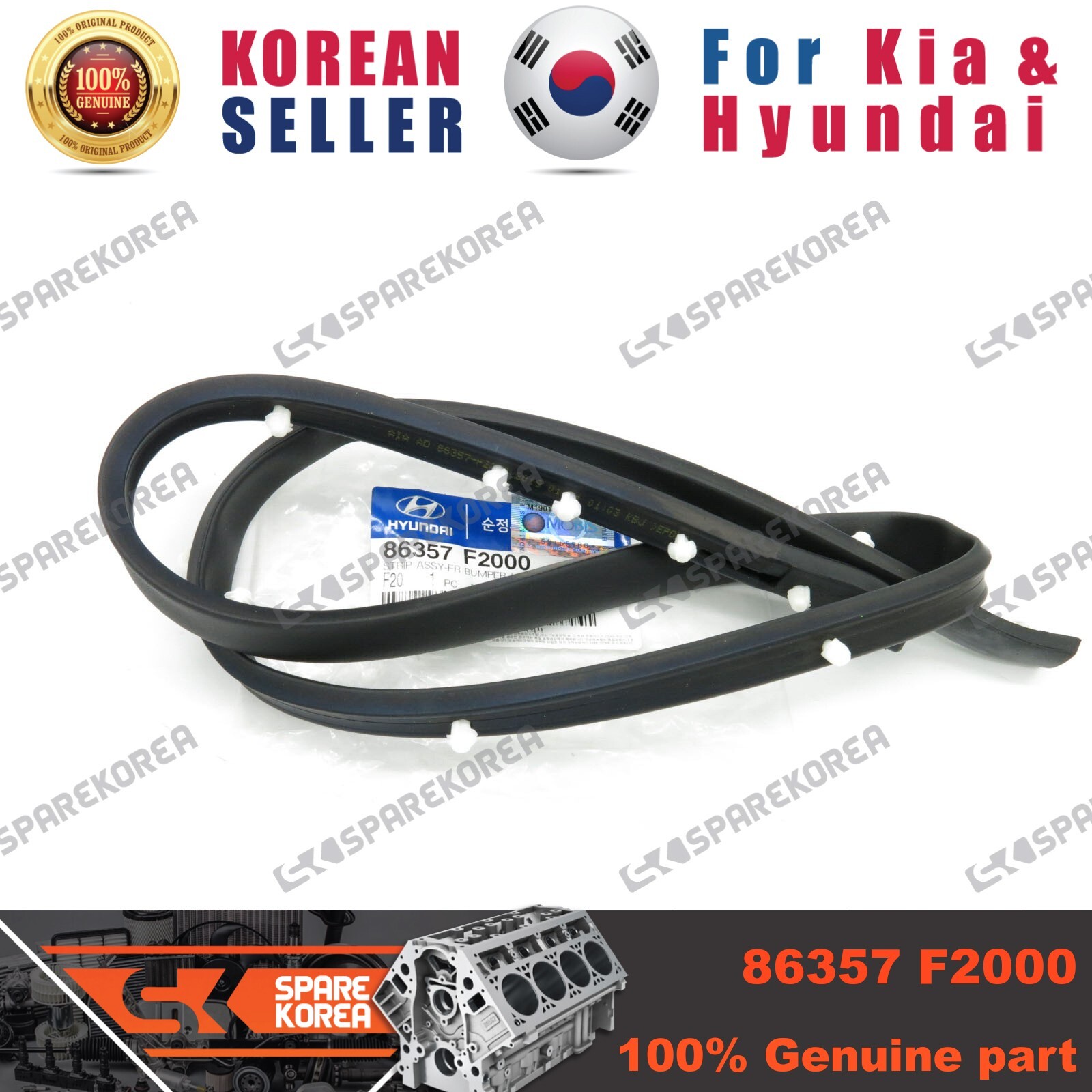 Genuine/OEM 86357F2000 STRIP ASSY-FR BUMPER UPR for Hyundai LF Sonata ...