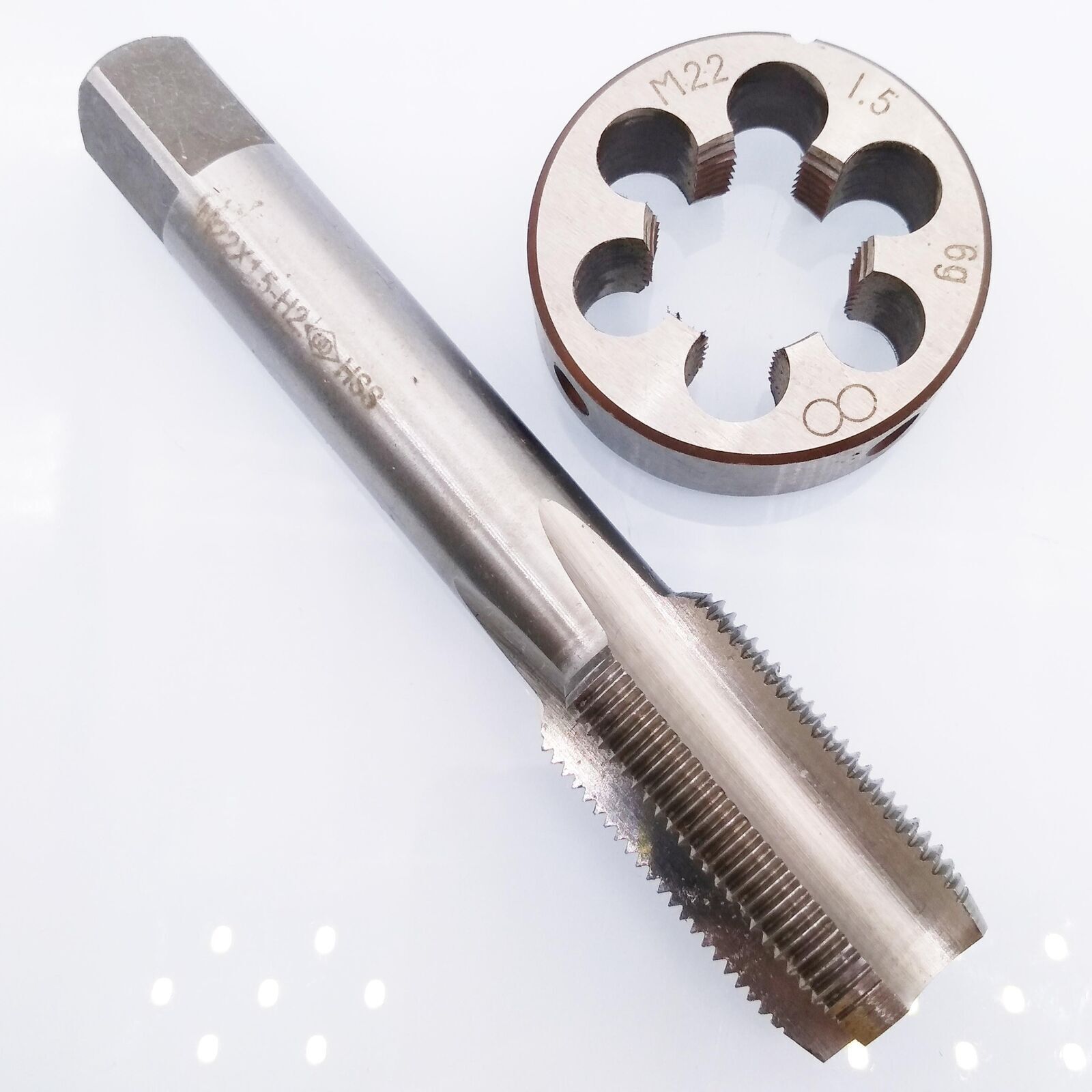 Tap & Die Set HSS M22 x 1.5mm Tap & M22 x 1.5mm Die Metric Thread Right ...