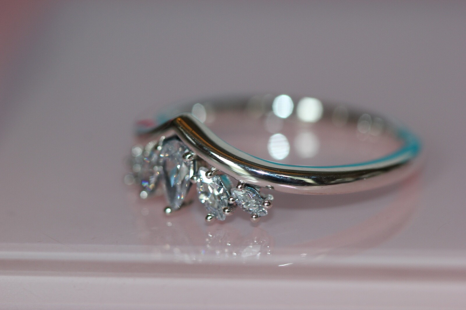 NIB 2020 PANDORA SPARKLING PEAR & MARQUISE WISHBONE RING 199109C01 $90 ...