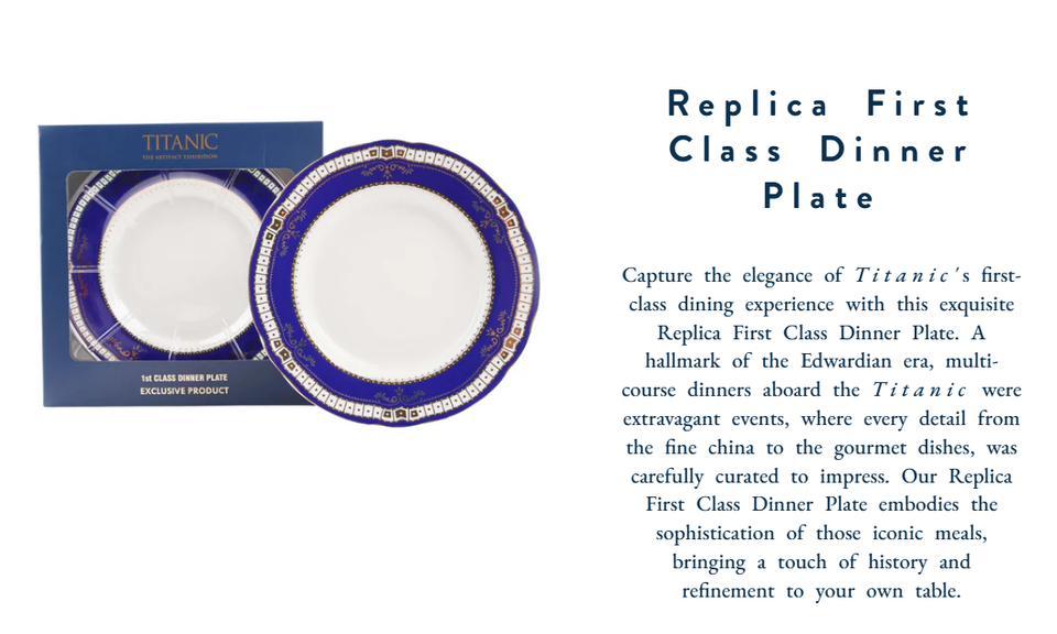 Authentic Replica RMS Titanic 1st Class VIP Dinner Plate | eBay
