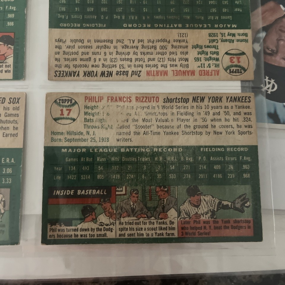 1954 Topps - White Back #17 Phil Rizzuto | eBay