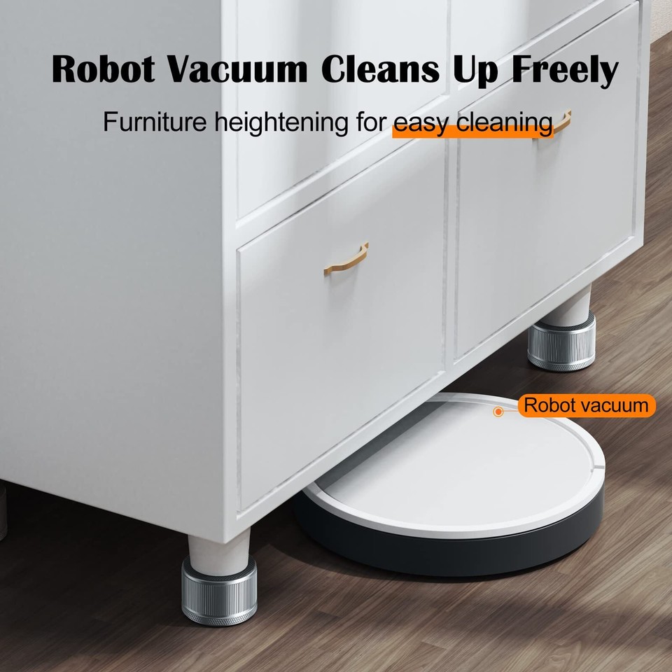 Adjustable Furniture Risers 1 Inch 4 Pack Non-Slip Metal Bed Risers ...