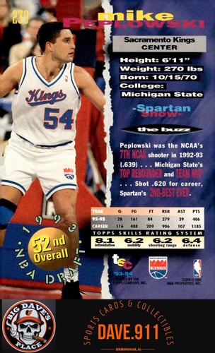 Mike Peplowski 1993-94 Stadium Club #239 RC Sacramento Kings | eBay