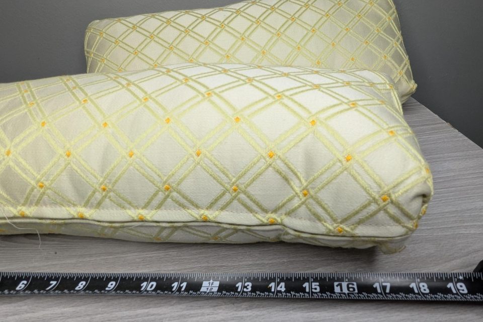 Vintage White & Yellow Pair of Long Rectangle Accent Pillows w ...