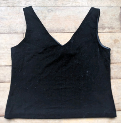 XSCAPE By Joanna Chen Evening V-Neck Tank Large Black Velvet/Velour Y2k ...