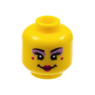 LEGO - Minifig, Head Female Lavender Eye Shadow, Magenta Lips and Cheek ...