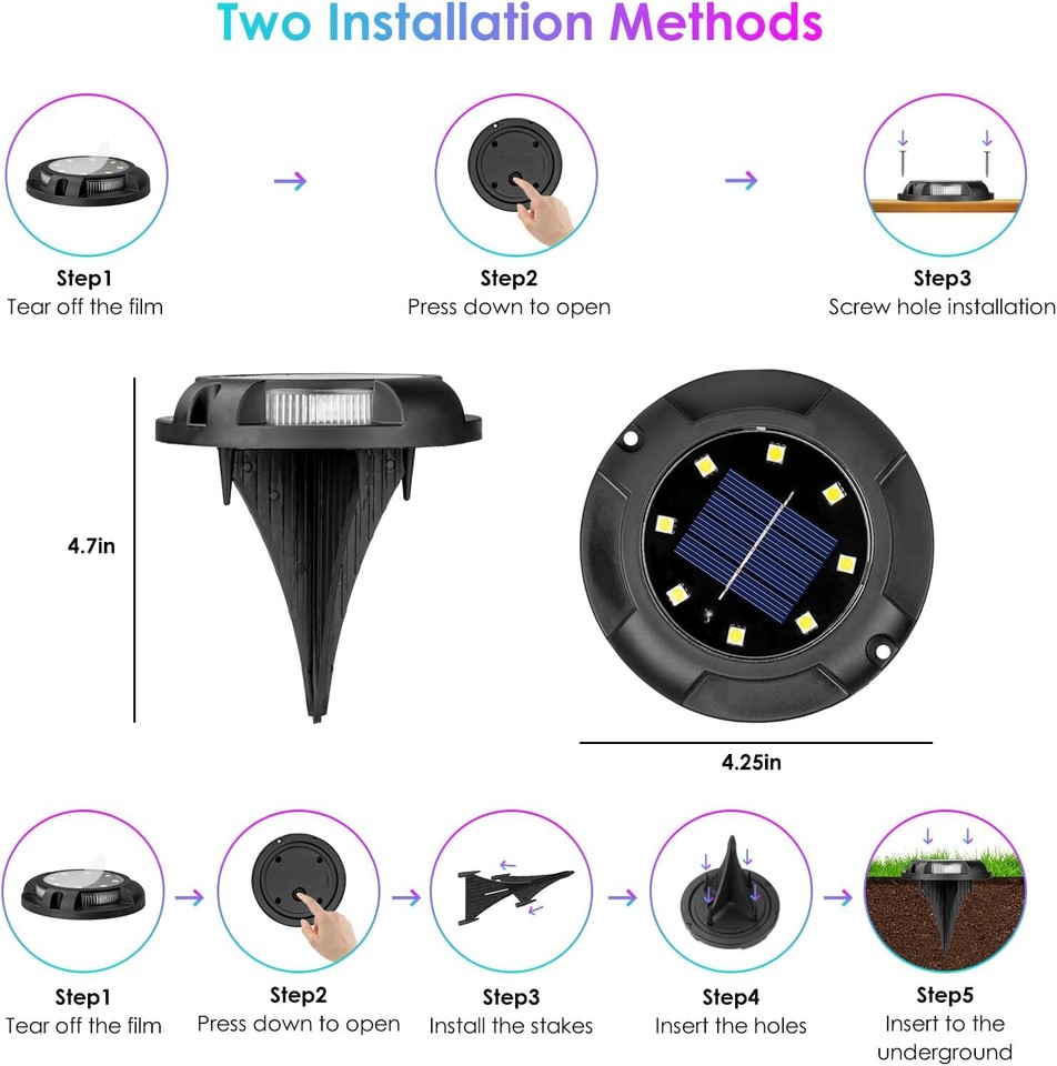 12 LED Blue Solar Ground Light Outdoor Disk Lighting Landscape Yard ...