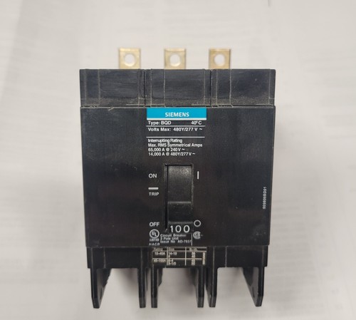 Siemens BQD3100 100 Amp 3 Pole 480v Circuit Breaker 783643277465 | eBay